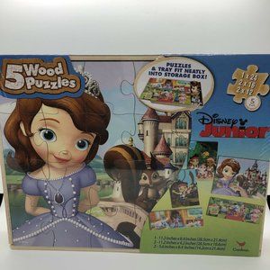 Cardinal | Toys | 5 Disney Junior Puzzles With Tray And Wood Storage ...
